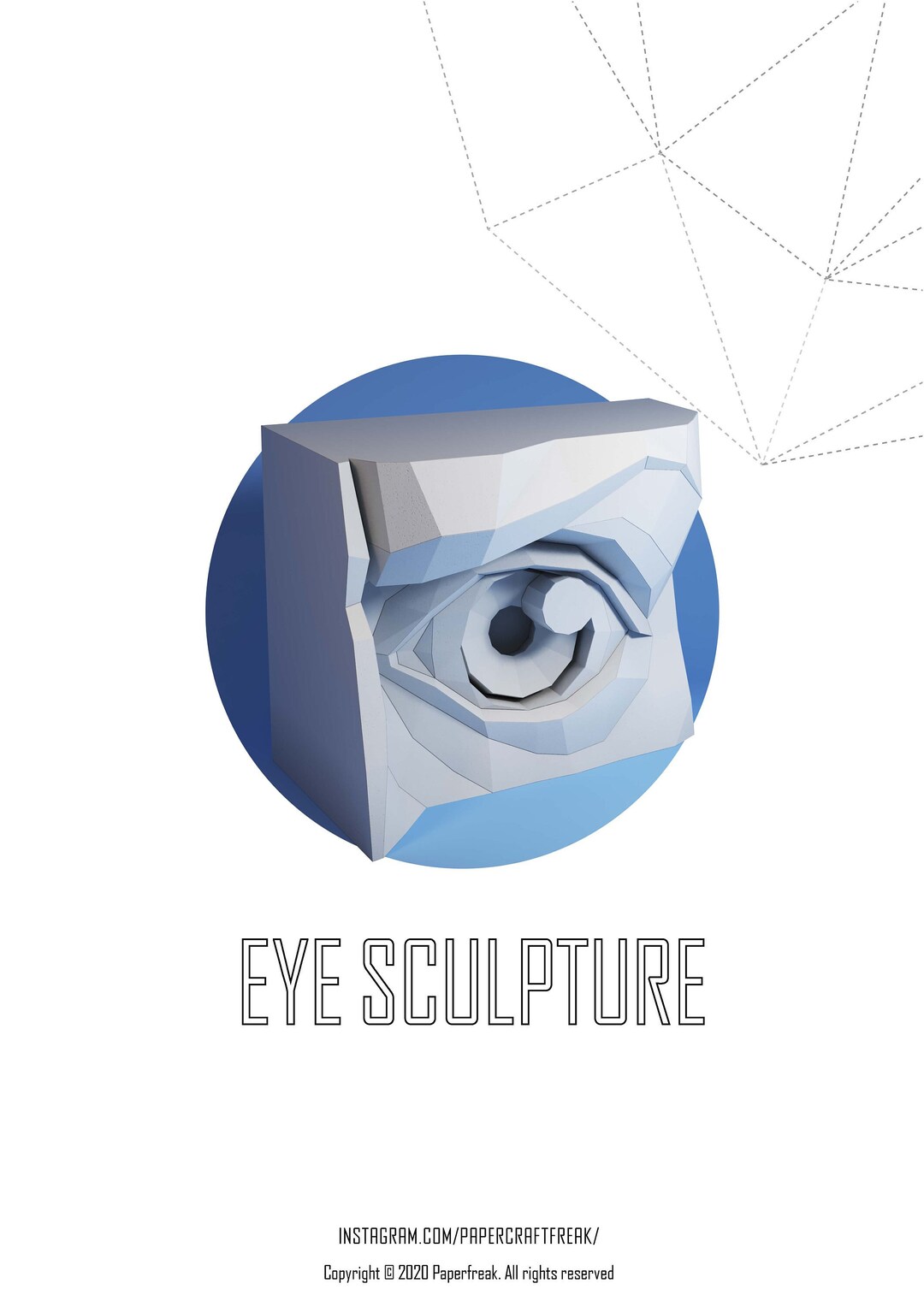 Papercraft 3D EYE SCULPTURE Left and Right Pepakura Low Polygonal Paper ...