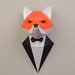 Papercraft 3D FOX IN SUIT Pepakura Low Poly Paper Sculpture Decor Foxy ...
