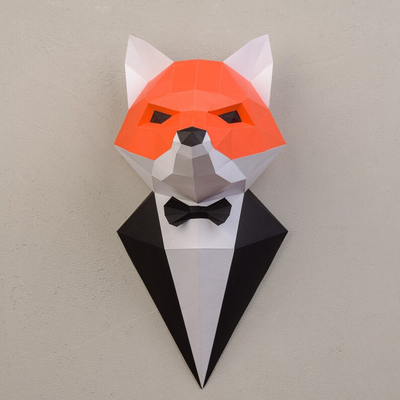 Papercraft 3D FOX IN SUIT Pepakura Low Poly Paper Sculpture - Etsy