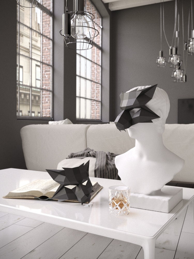 Papercraft 3D WHITE WOLF Half MASK Halloween Pepakura Kinky - Etsy