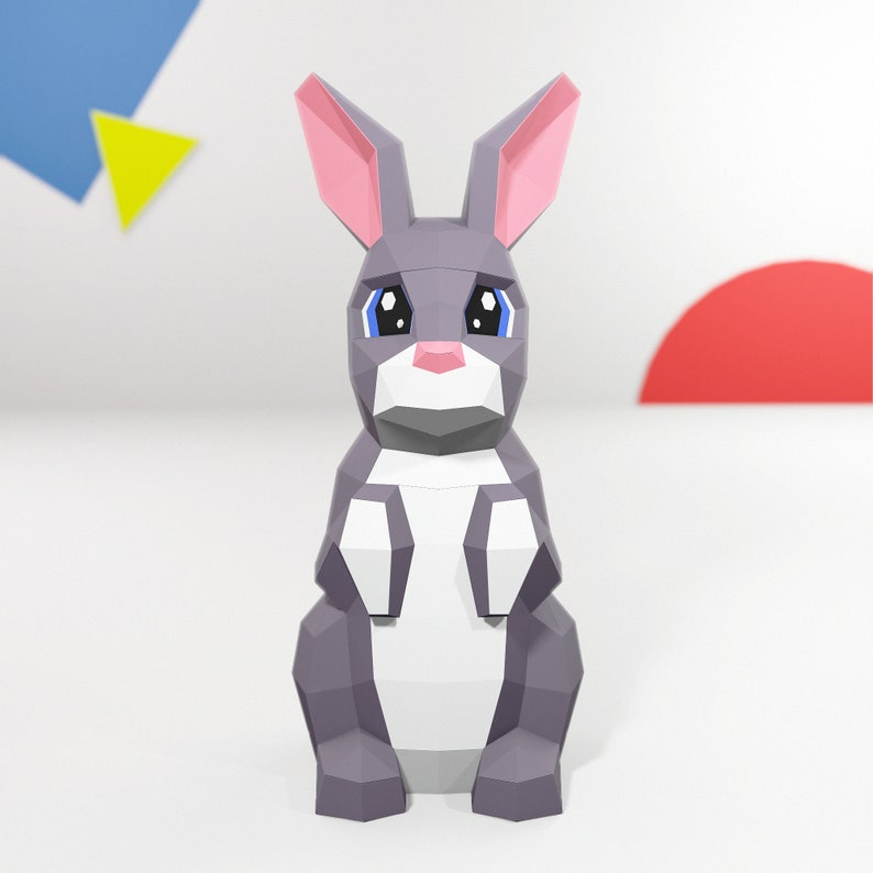 Papercraft 3d CUTE RABBIT BUNNY 3D Low Poly Paper Sculpture - Etsy