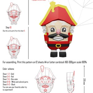 Papercraft 3D NUTCRACKER CHRISTMAS TOY Low Poly Paper Sculpture Diy ...