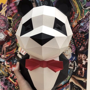 Papercraft 3D PANDA BEAR in SUIT Pepakura Low Poly Paper Sculpture Diy ...