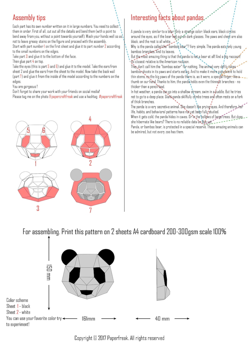 Papercraft 3d BABY PANDA BEAR Pepakura Small Figure for Kids - Etsy