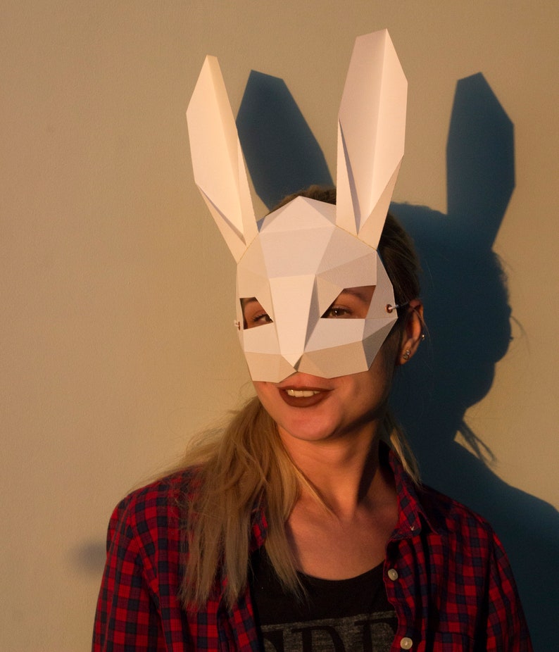 Papercraft 3D RABBIT BUNNY Half MASK Halloween Pepakura Kinky - Etsy