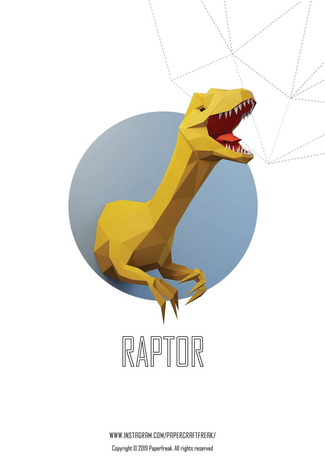 Papercraft DINOSAUR RAPTOR Head Jurassic Park 3D Low Poly Paper ...