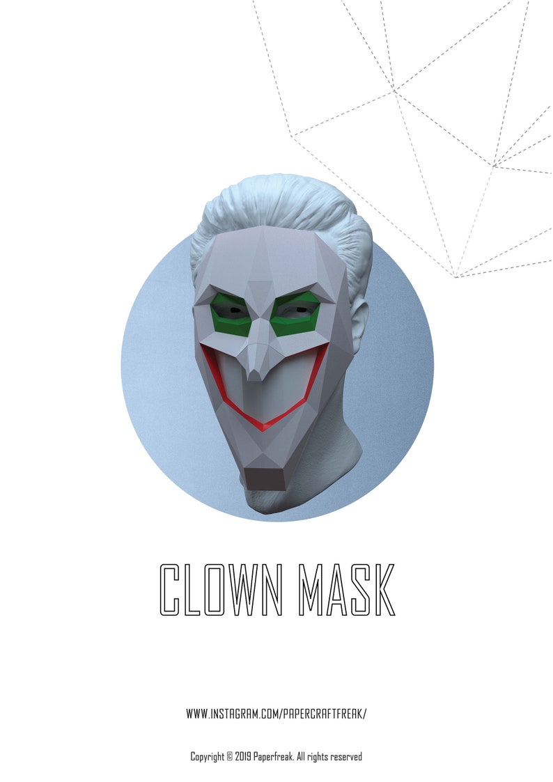 Papercraft 3D MAD CLOWN Halloween Pepakura Anime Carnival Low | Etsy