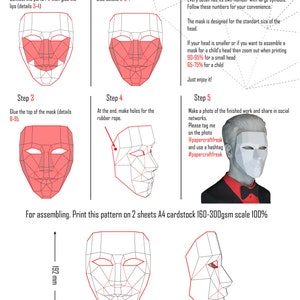 Papercraft 3D PLAIN FACE MASK Halloween Pepakura Faceless Venetian ...