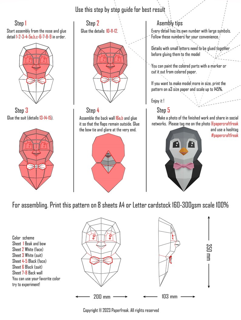 Papercraft 3D PENGUIN in SUIT Pepakura Low Poly Paper - Etsy