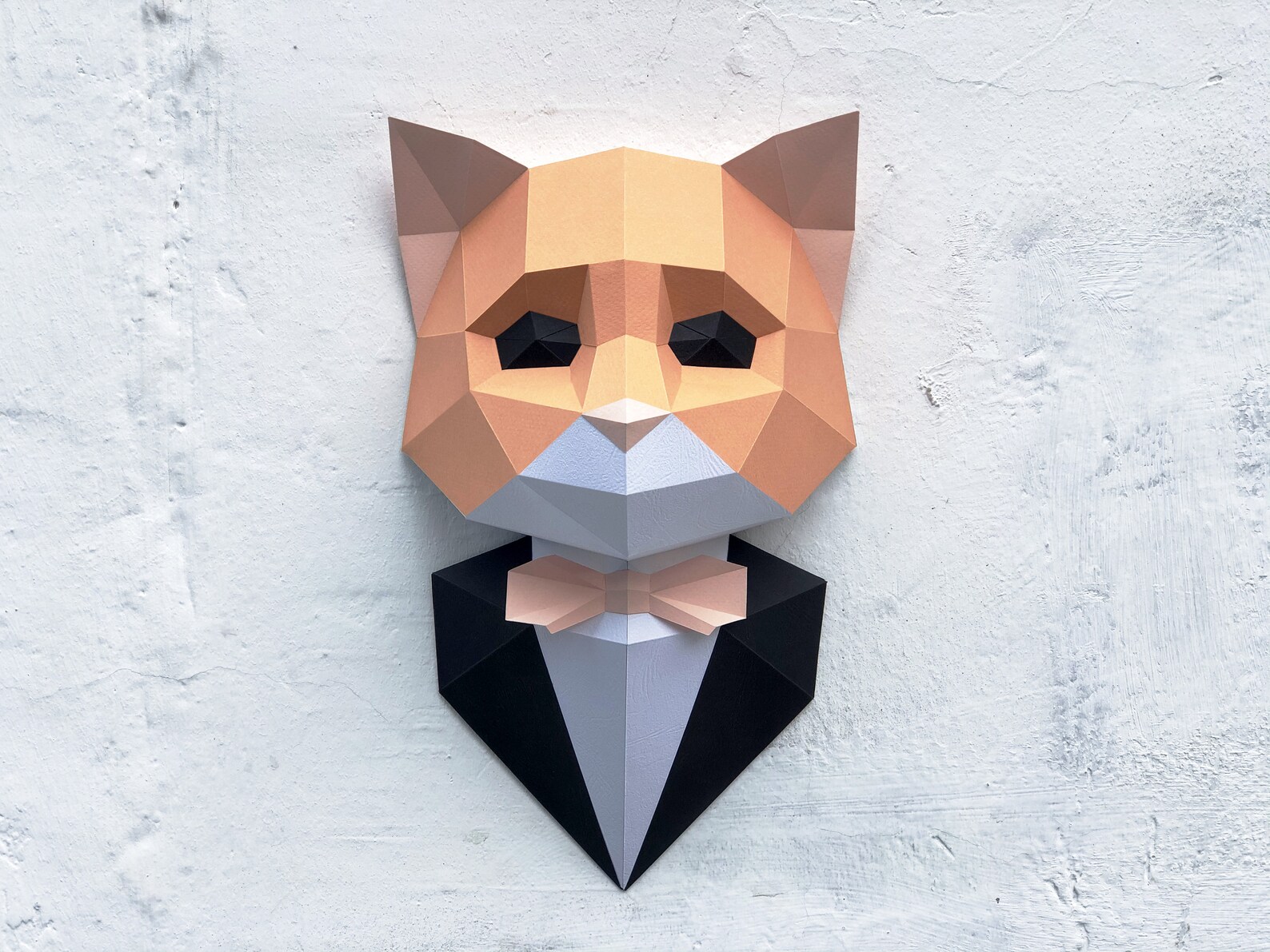 Papercraft 3D CAT in SUIT Pepakura Low Poly Paper Sculpture - Etsy