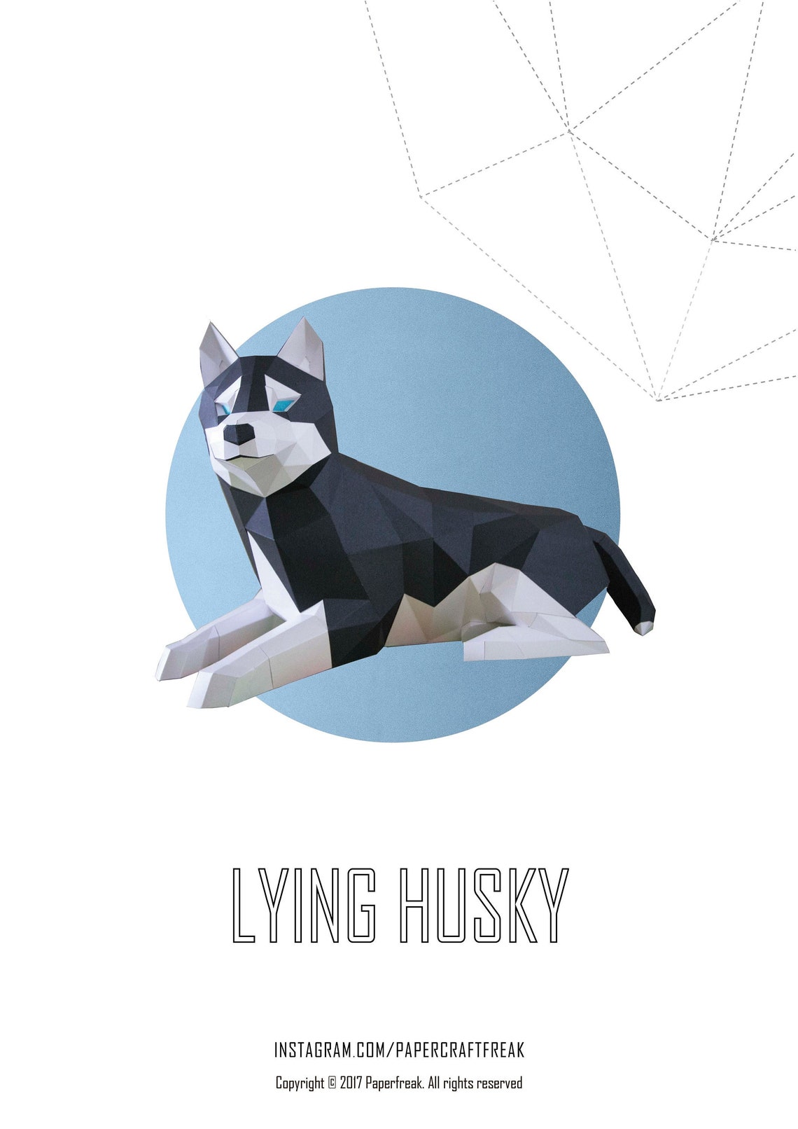 Papercraft 3D LYING HUSKY DOG Puppy Pepakura Pdf Template Low - Etsy