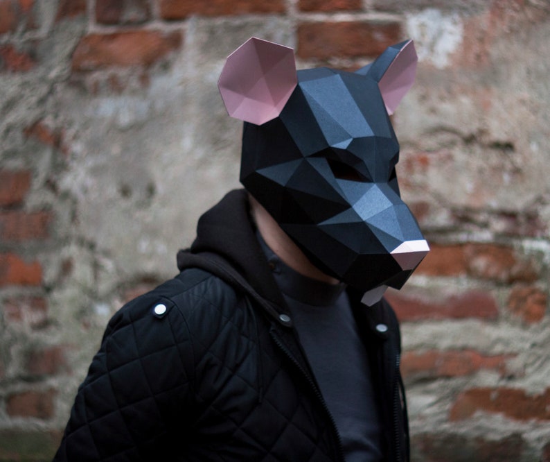 Papercraft 3D MOUSE RAT MASK Halloween Pepakura Art Kinky | Etsy