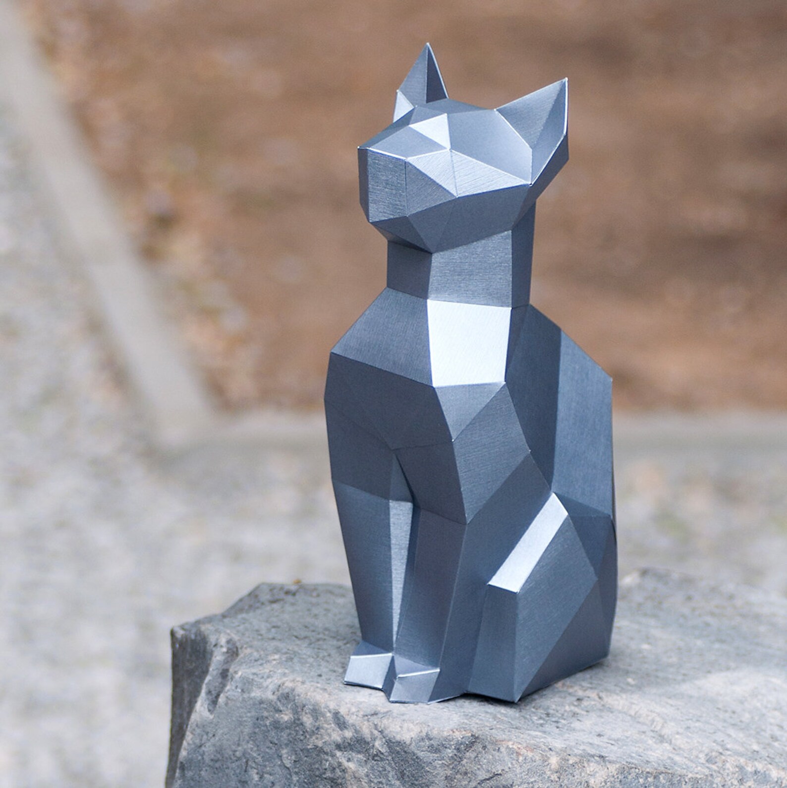 Papercraft 3D SITTING CAT Figure Pepakura Pdf Template Low - Etsy
