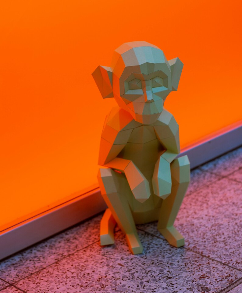 Papercraft 3D MONKEY APE Low Poly Paper Sculpture DIY Gift - Etsy