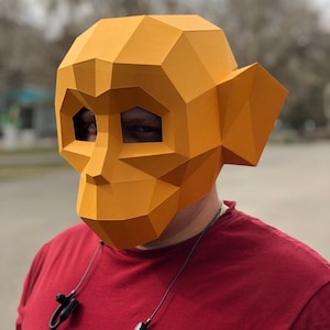 Papercraft 3D MONKEY MASK FULL Halloween Pepakura Art Kinky Party Low ...