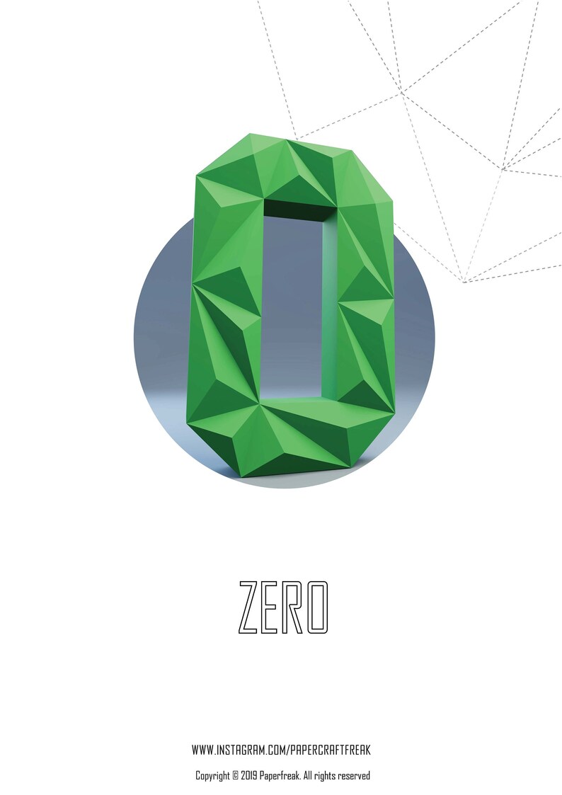 Papercraft 3D ZERO 0 Number Birthday Party Decor Pepakura Low - Etsy