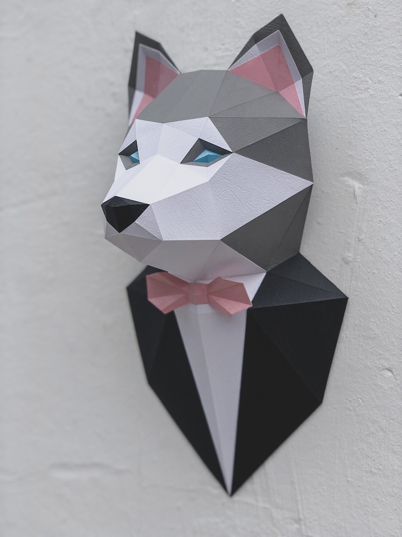 Papercraft 3D HUSKY DOG in SUIT Pepakura Low Poly Paper - Etsy