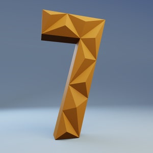 Papercraft 3D SEVEN 7 NUMBER Birthday Party Decor Pepakura Low Poly ...