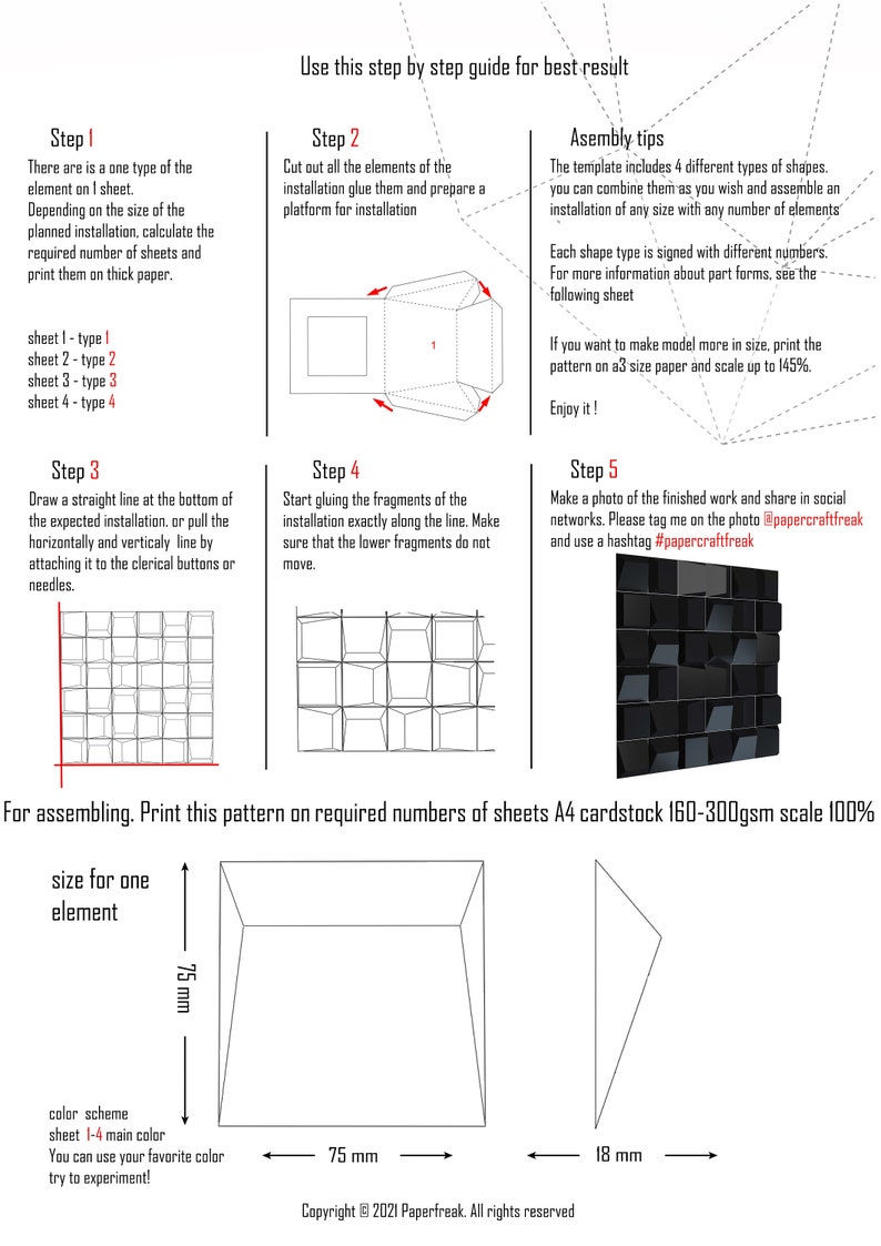 Papercraft 3D INSTALLATION SQUARES 3 Version Templates - Etsy