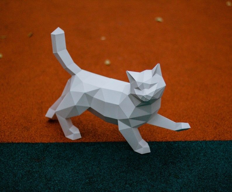 Papercraft 3D WALKING CAT Pepakura Gift Kitty Lover Cute | Etsy