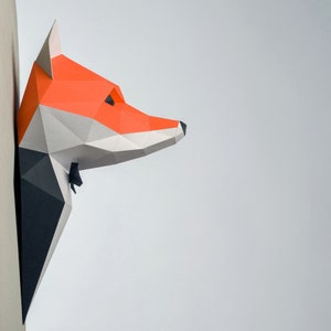 Papercraft 3D FOX IN SUIT Pepakura Low Poly Paper Sculpture Decor Foxy ...