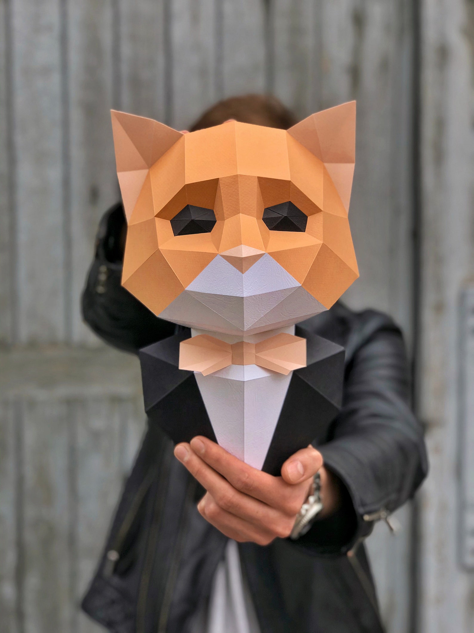 Papercraft 3D CAT in SUIT Pepakura Low Poly Paper Sculpture - Etsy