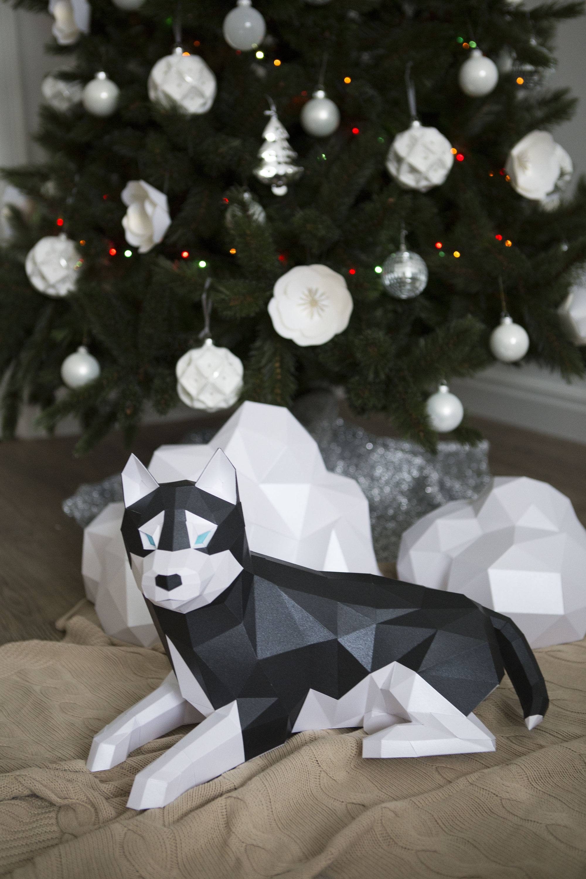 Papercraft 3D LYING HUSKY DOG Puppy Pepakura Pdf Template Low - Etsy