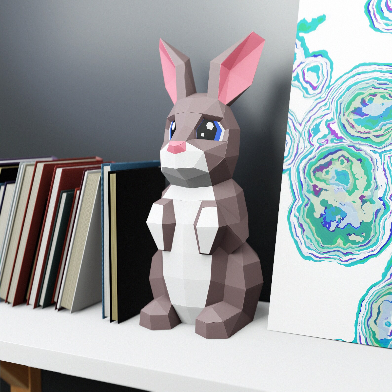 Papercraft 3d CUTE RABBIT BUNNY 3D Low Poly Paper Sculpture - Etsy