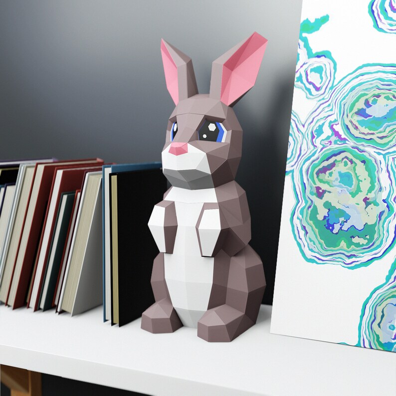 Papercraft 3d CUTE RABBIT BUNNY 3D Low Poly Paper Sculpture - Etsy