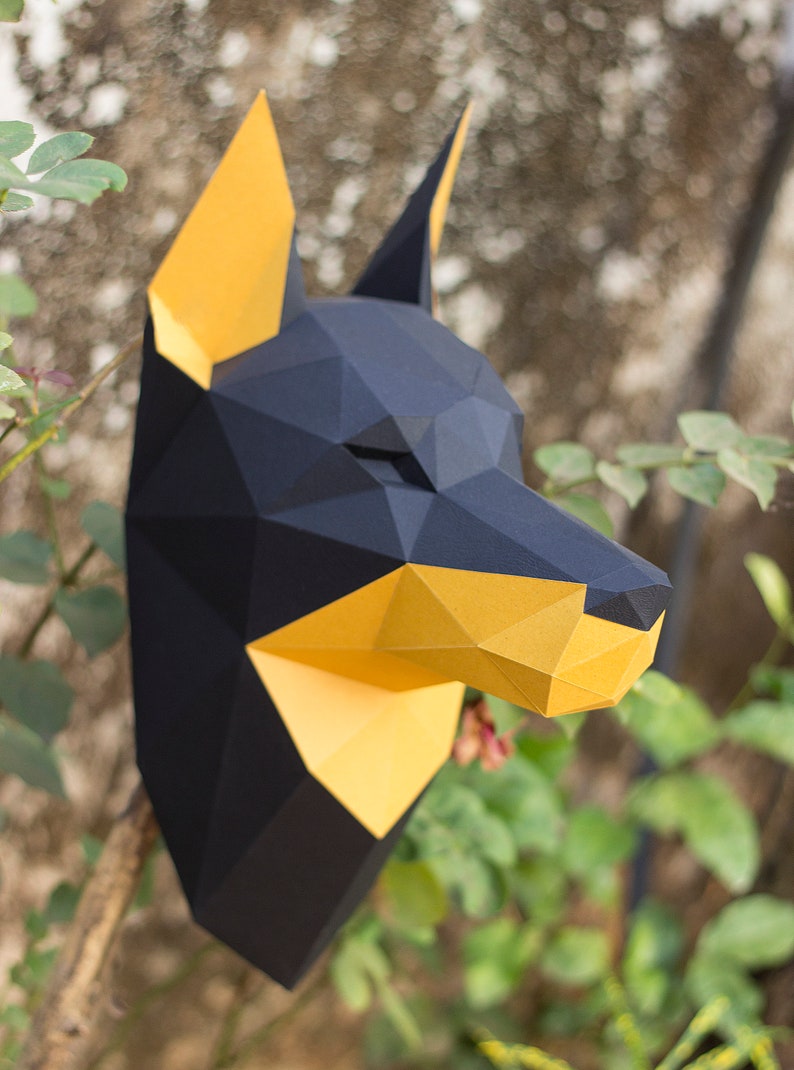 Papercraft 3d DOBERMAN DOG HEAD Low Poly Paper Sculpture Diy | Etsy