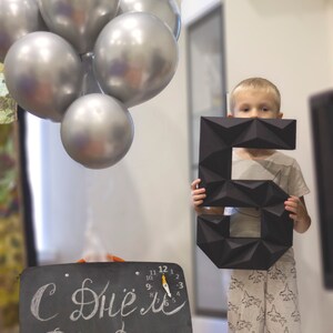 Papercraft 3D FIVE 5 NUMBER Birthday Party Decor Pepakura Low Poly ...