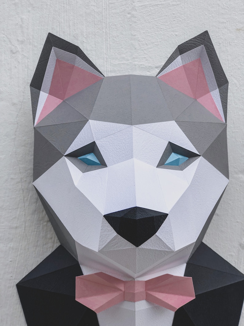 Papercraft 3D HUSKY DOG in SUIT Pepakura Low Poly Paper - Etsy