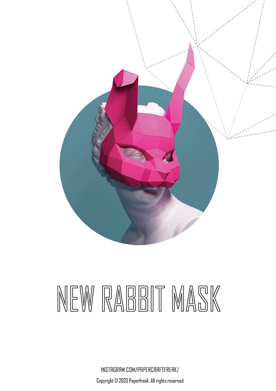 Papercraft 3D RABBIT BUNNY MASK New Halloween Pepakura | Etsy