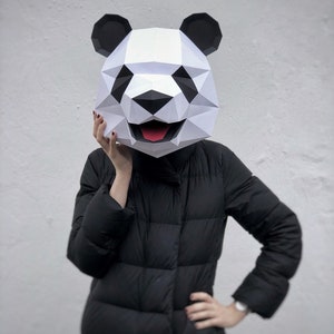 Papercraft 3D PANDA BEAR HEAD Simple Pepakura Low Poly Paper Sculpture ...