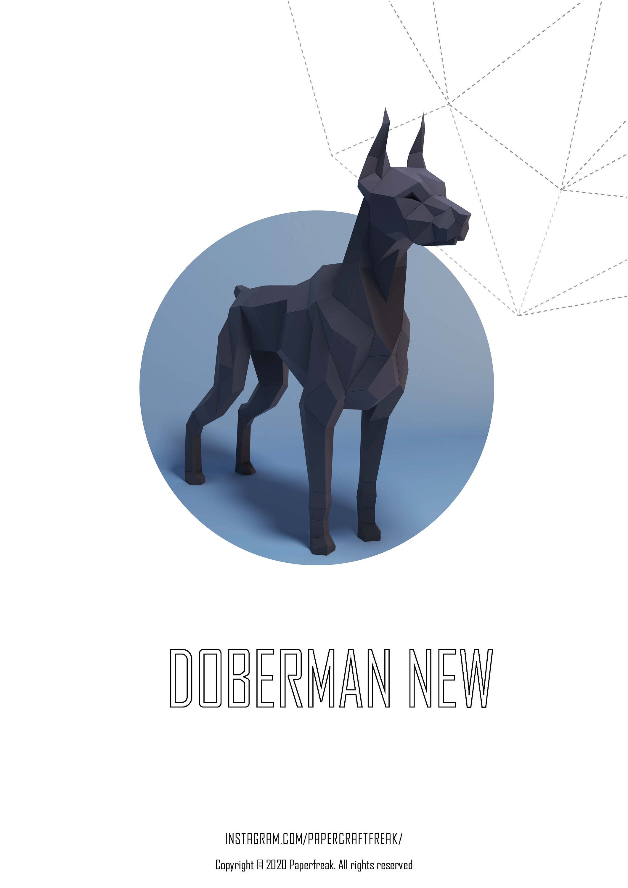 Papercraft 3D DOBERMAN NEW Real Size Pepakura Pdf Template Low - Etsy