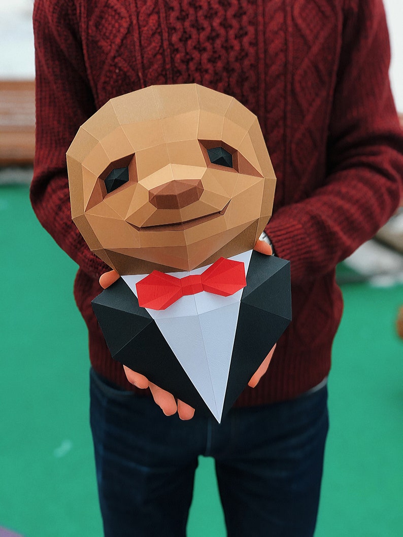 Papercraft 3D SLOTH in SUIT Pepakura Low Poly Paper Monkey - Etsy