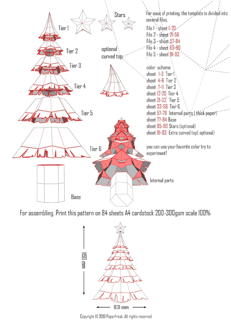 Papercraft 3D CHRISTMAS PINE TREE New Year Party Decor - Etsy