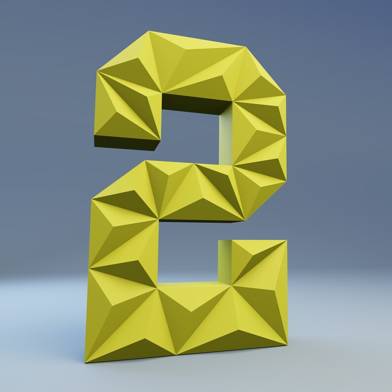 Papercraft 3D TWO 2 NUMBER Birthday Party Decor Pepakura Low - Etsy