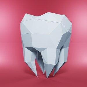 Papercraft 3D TOOTH MOLAR Dental Veneers Low Poly Paper Sculpture Diy ...