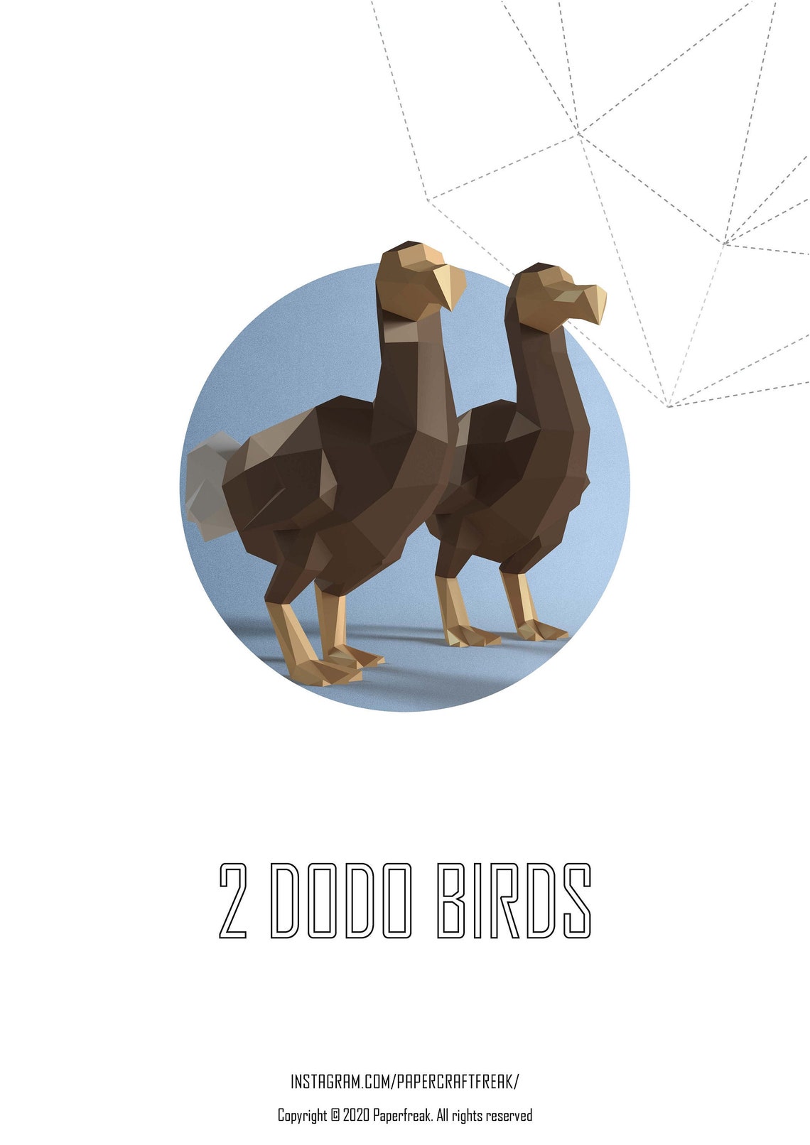 Papercraft 3D TWO DODO BIRDS Pepakura Pdf Template Low | Etsy