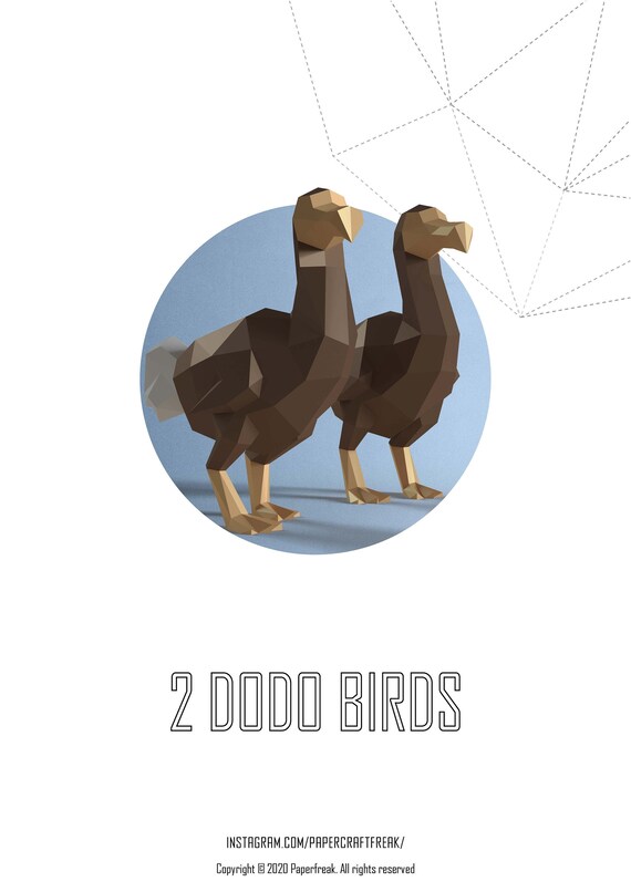 Papercraft 3D TWO DODO BIRDS Pepakura Pdf Template Low - Etsy