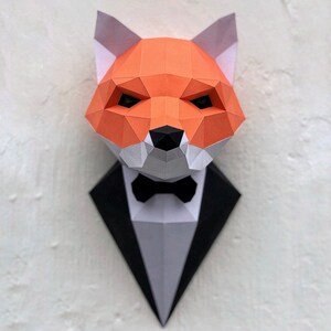 Papercraft 3D FOX IN SUIT Pepakura Low Poly Paper Sculpture Decor Foxy ...
