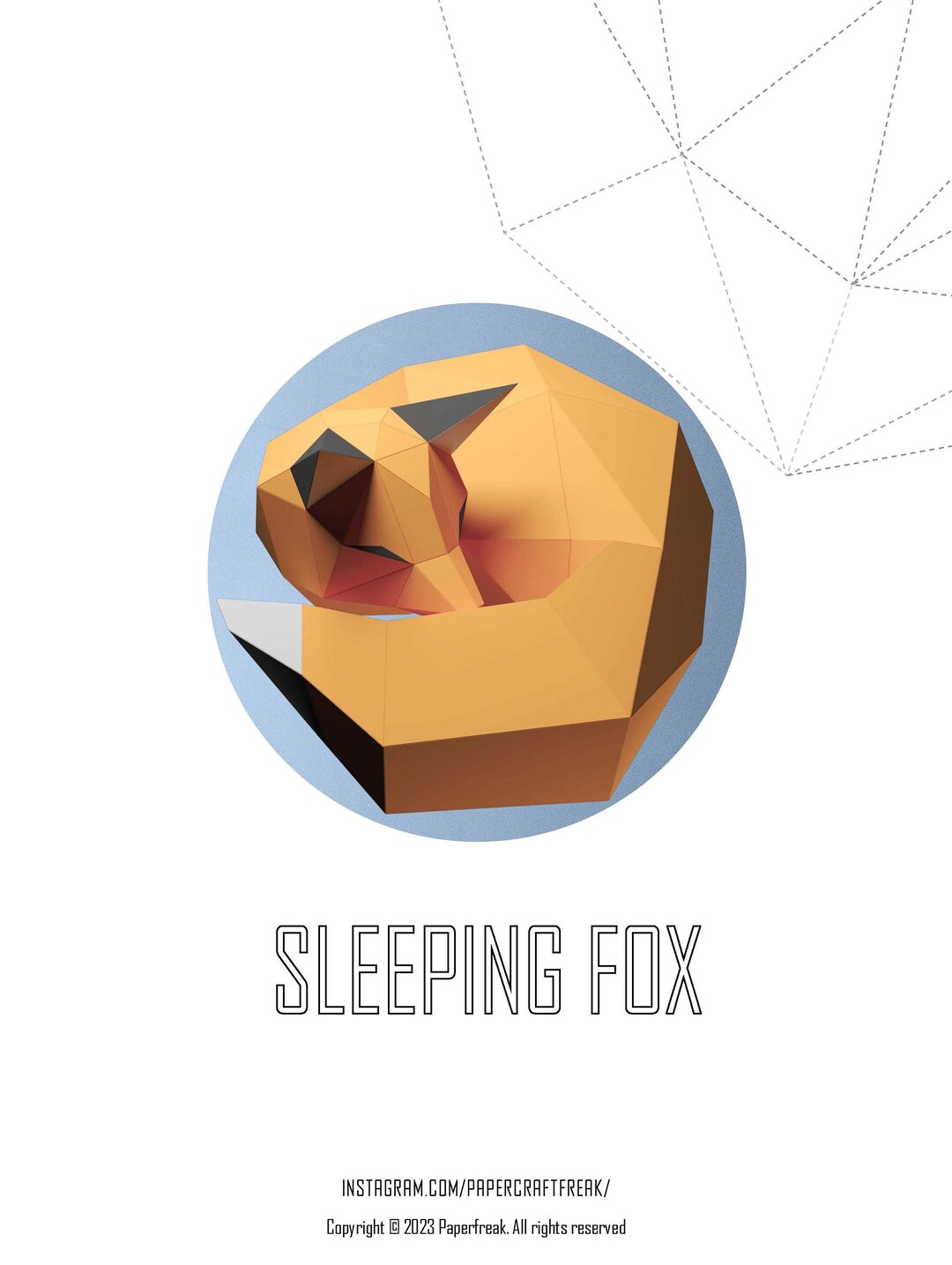 Papercraft 3D SLEEPING FOX Low Poly Paper Sculpture Printable Diy Wall ...