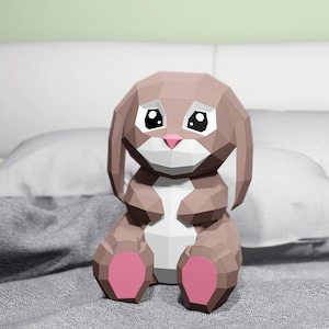 Papercraft 3d RABBIT BUNNY BIG 3D Low Poly Paper Sculpture Diy Gift ...