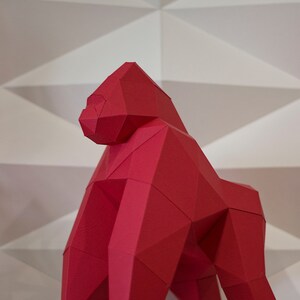 Papercraft 3D GORILLA MONKEY Low Poly Paper Sculpture DIY Gift Decor ...
