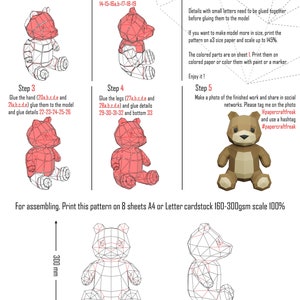 Papercraft 3D TOY BEAR V2 Low Poly Paper Sculpture Diy Gift Decor for ...