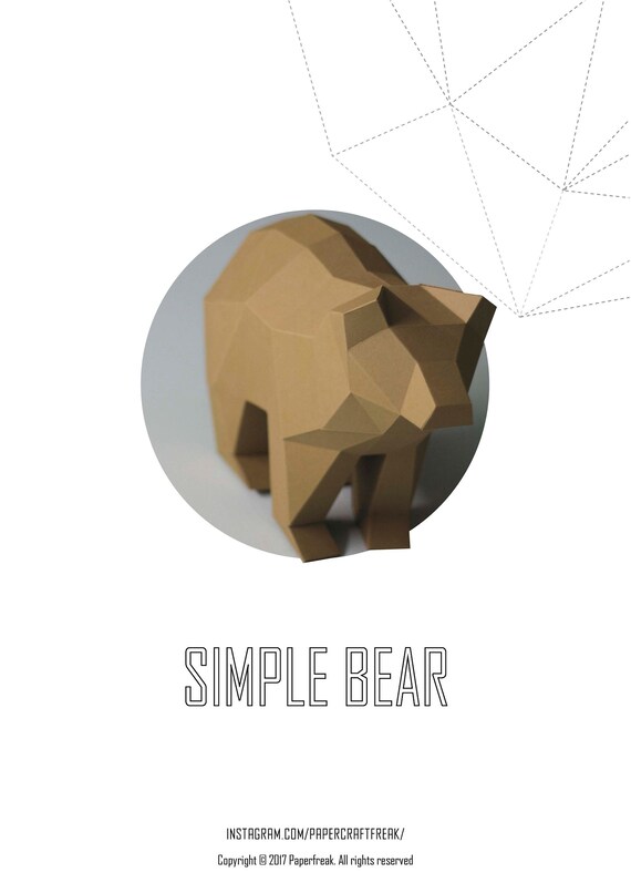 Papercraft 3D Simple BEAR FIGURE Small Size Pepakura Pdf - Etsy