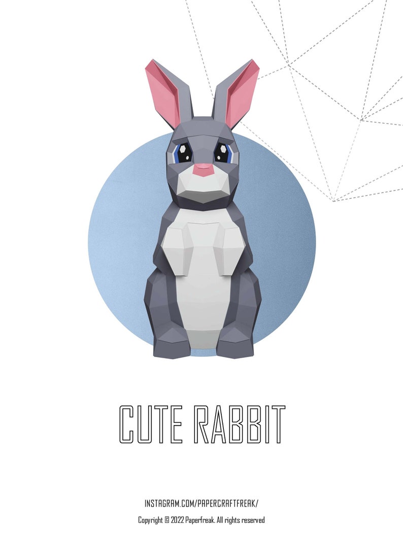 Papercraft 3d CUTE RABBIT BUNNY 3D Low Poly Paper Sculpture - Etsy