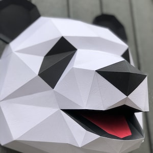 Papercraft 3D PANDA BEAR HEAD Simple Pepakura Low Poly Paper Sculpture ...