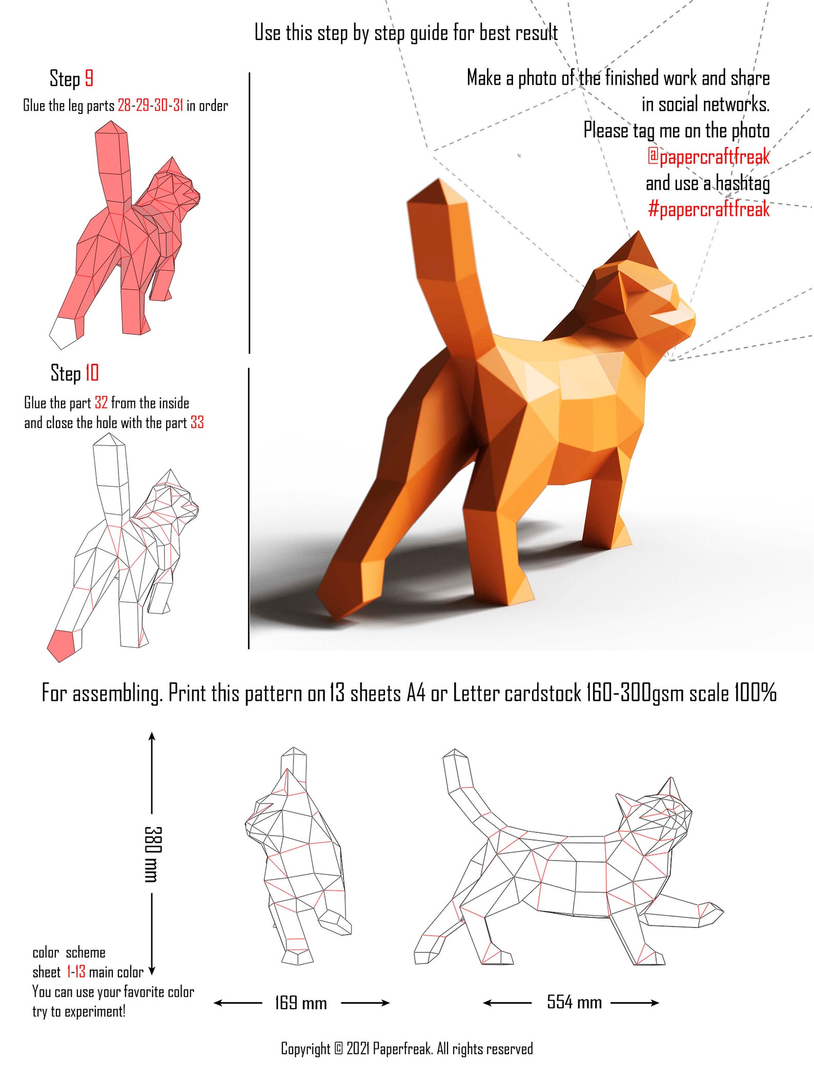 Papercraft 3D WALKING CAT Pepakura Gift Kitty Lover Cute - Etsy Canada